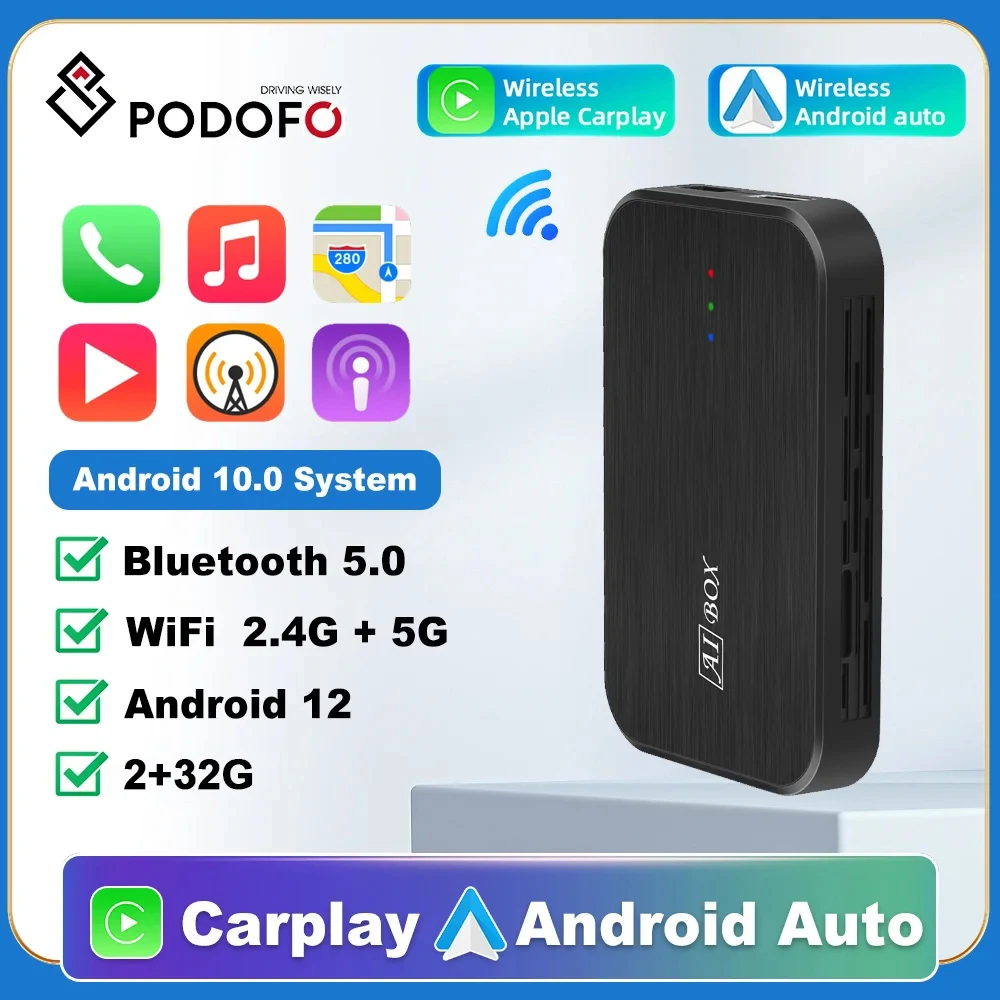 Podofo-Wired-to-Wireless-CarPlay-Box-Adapter-Smart-Ai-Box-Plug-Play ...