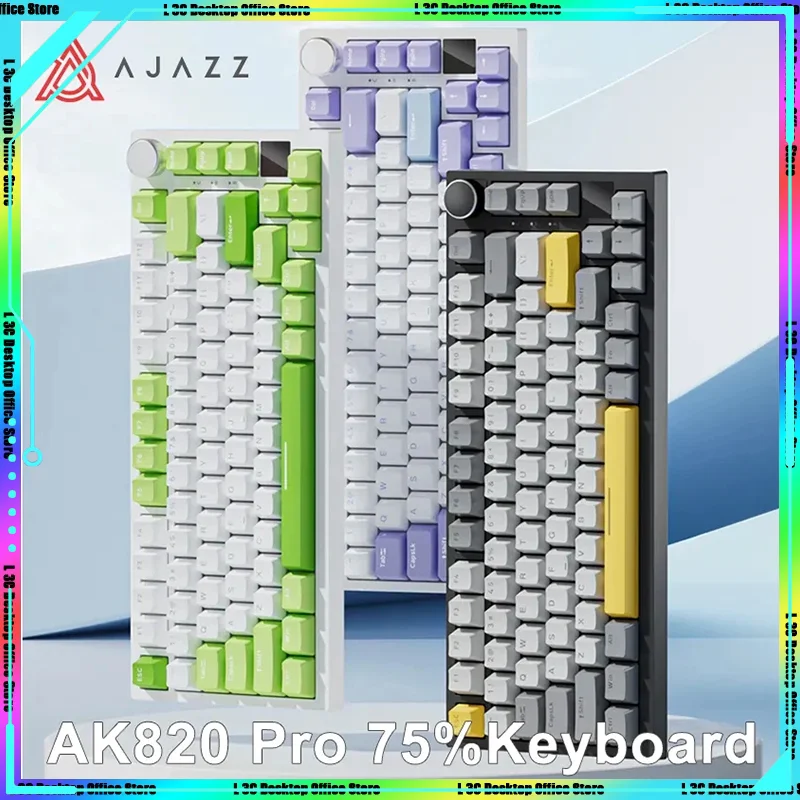 AJAZZ AK820 Pro Gaming Mechanical Keyboard TFT Screen Multifunctional Tri-mode Hot Swap Rgb ...
