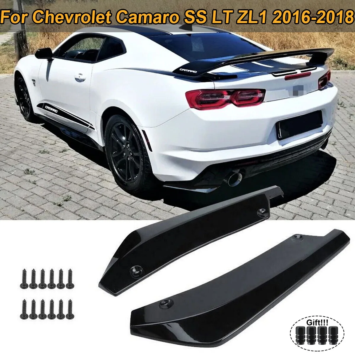 2PCS-SET-Rear-Bumper-Canard-Splitter-Side-Spoiler-Diffuser-Valance-Trim ...