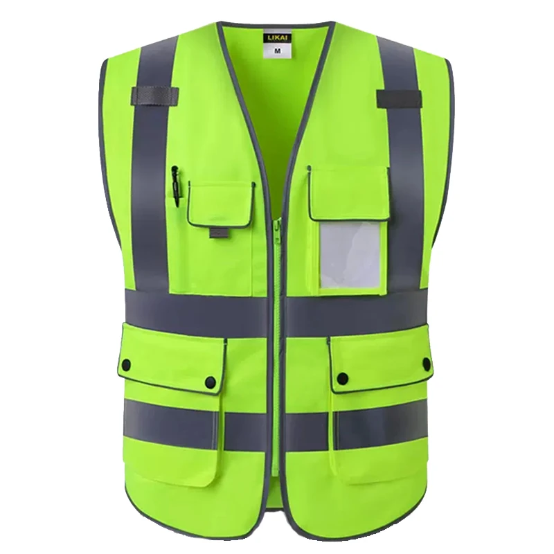 High-Visibility-Reflective-Vest-Zipper-Front-Safety-Vest-With ...