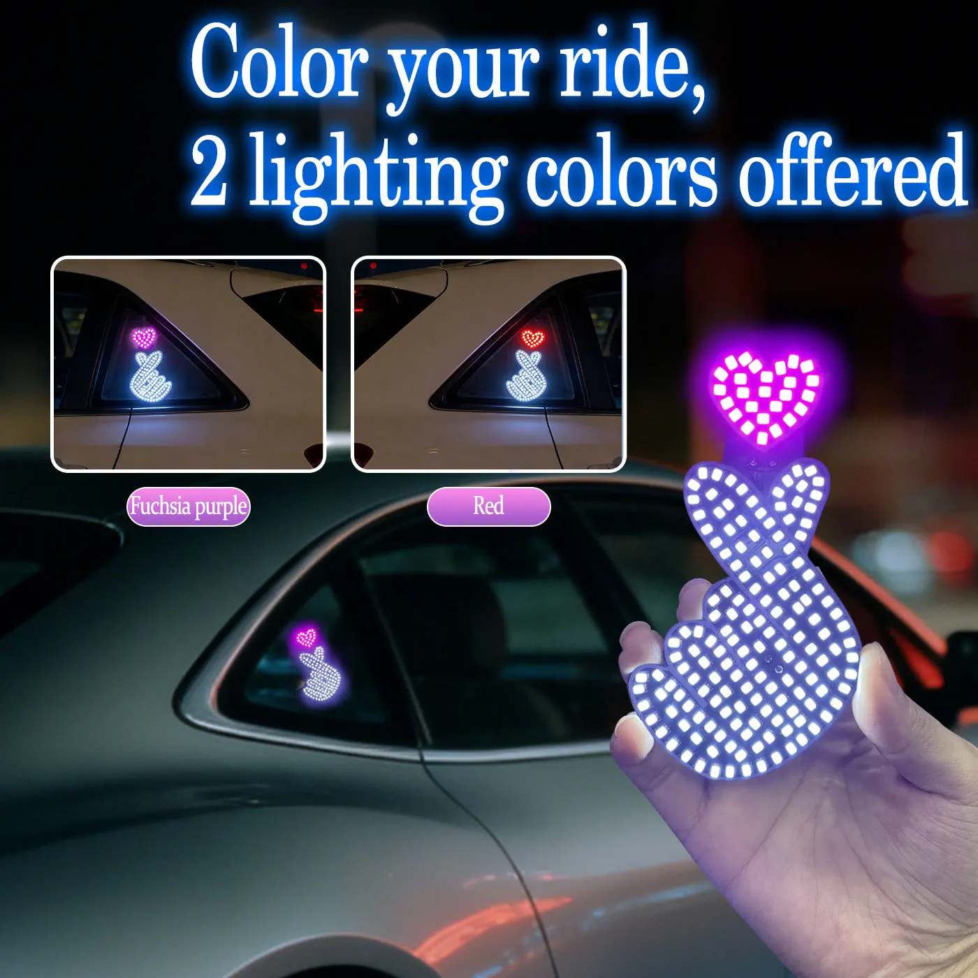1Pc LED Heart Projector for Car Triangle Window - USB Powered Neon ...