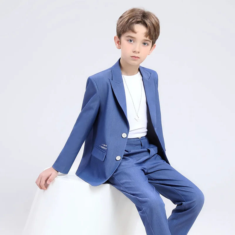 Children's Blue Casual Gentleman's Suit Set Spring Boy Hosting Catwalk ...