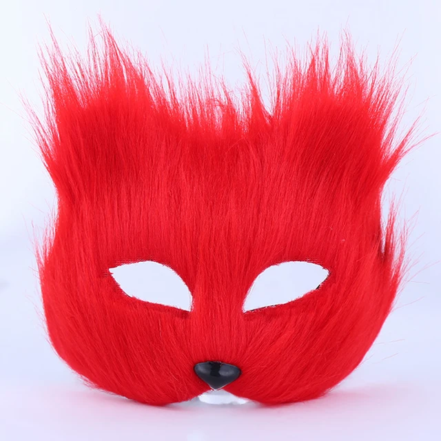 Furry Fox Half Face Eye Mask, Cosplay Props, Halloween, Natal, Festa de ...