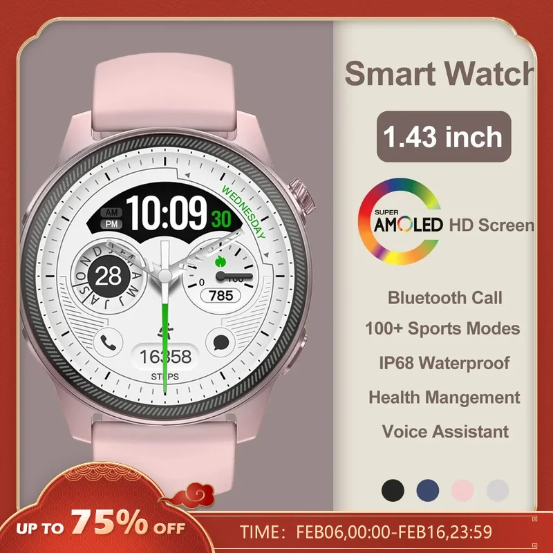 Bluetooth-Call-Smart-Watch-For-Men-Women-1-43-AMOLED-Screen-100-Sports ...