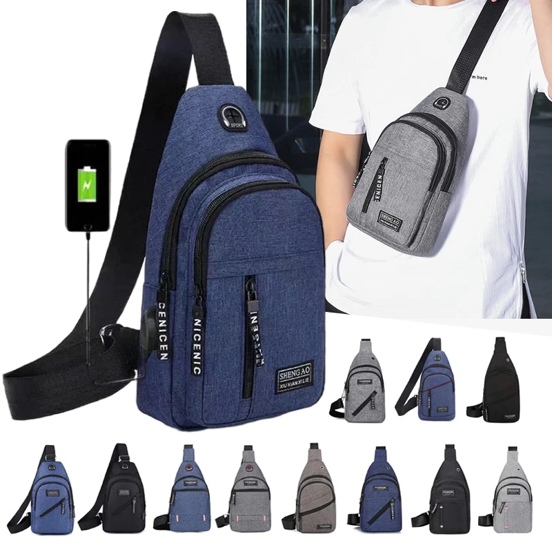 Mochila de pecho a la moda de tela Oxford, bandolera deportiva para ...