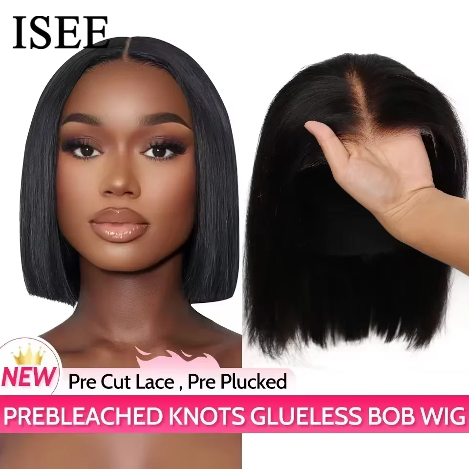 ISEE-Hair-4x4-Wear-Go-Glueless-Wigs-Preplucked-Straight-Short-Bob ...