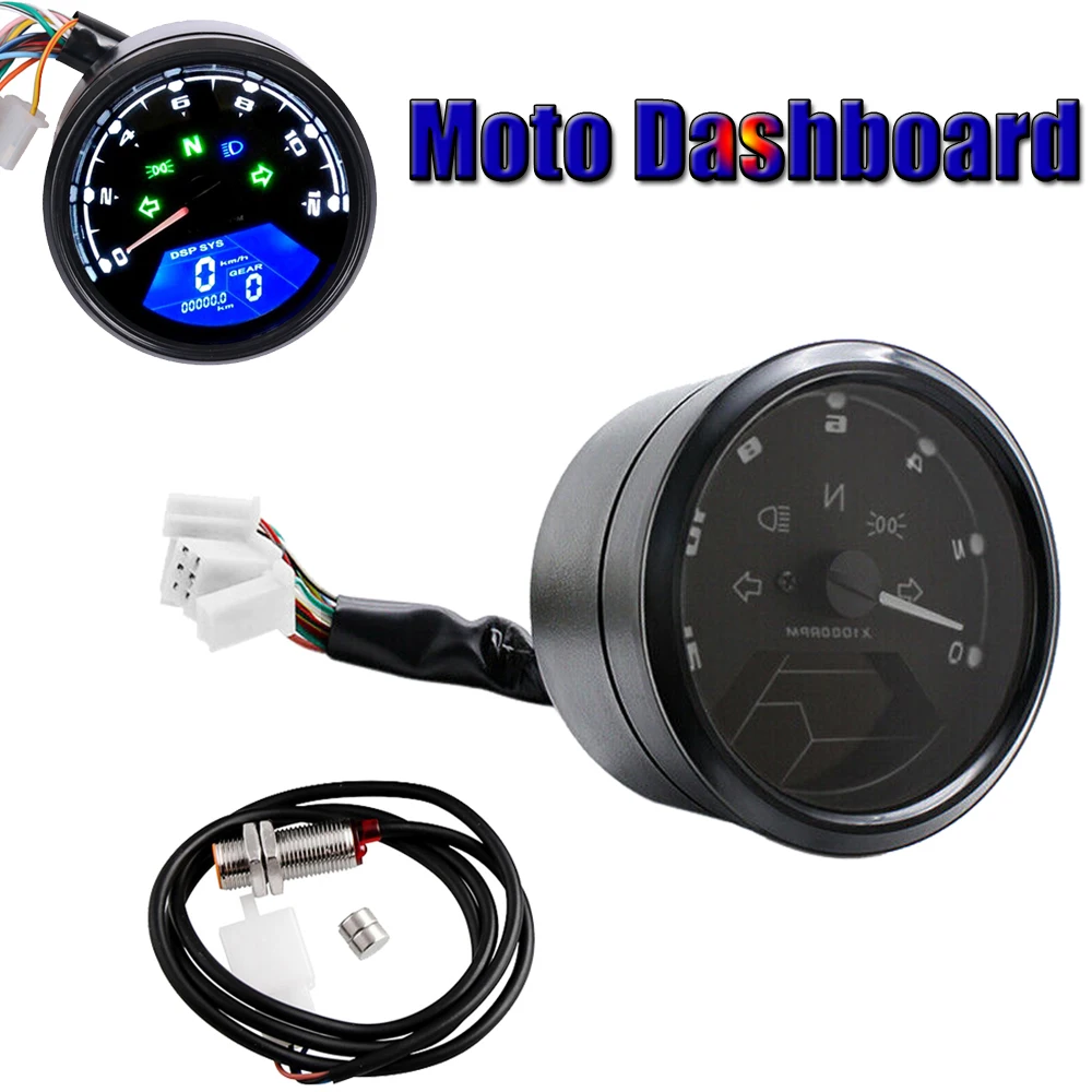Universal-Digital-Motorcycle-Panel-moto-dashboard-12000RPM-kmh-mph-LCD ...