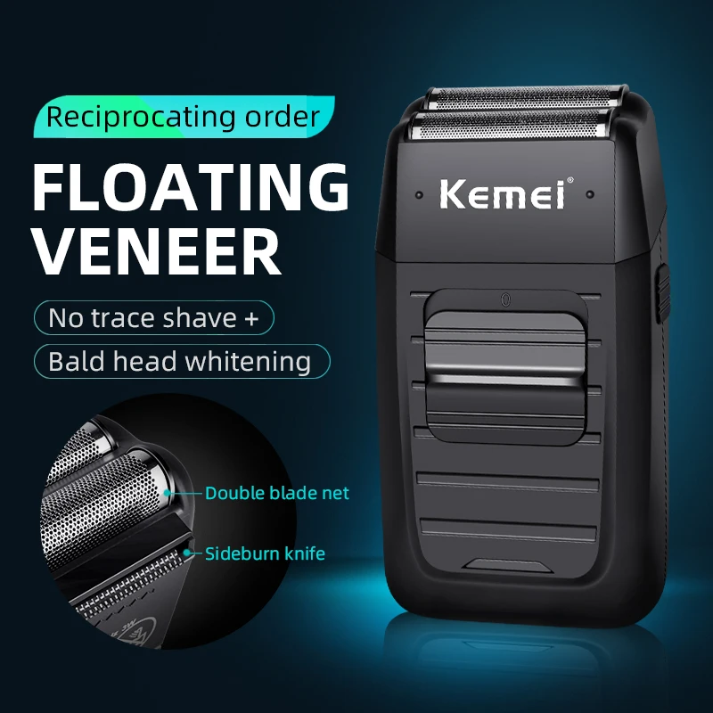 Kemei Rechargeable Cordless Shaver For Men Twin Blade Reciprocating ...