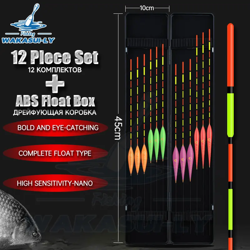 2024New-12Piece-Fishing-Float-Set-ABS-Float-Box-High-Sensitivity-Nano ...