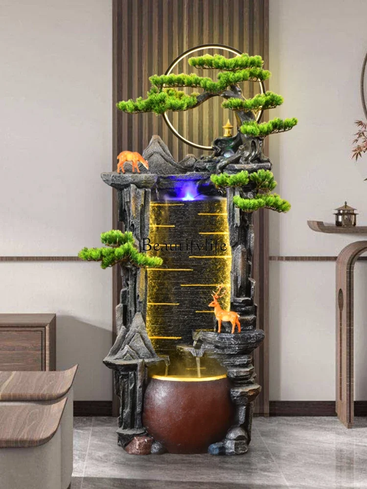 LXChinese-style running water fountain ornament, living room entrance ...