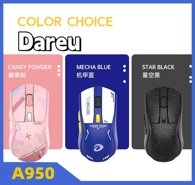 Dareu-A950-PRO-Wireless-Bluetooth-Mouse-RGB-Gaming-Mouse-4k-PAW3395 ...
