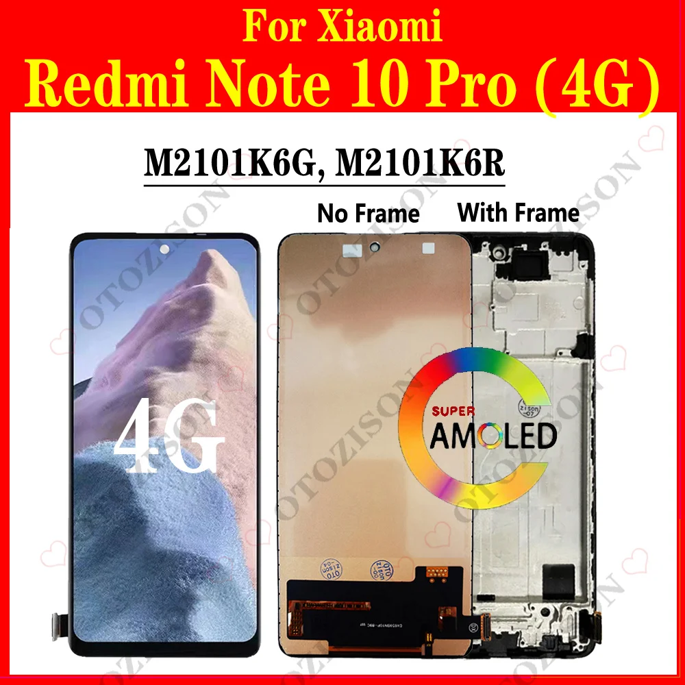 AMOLED For Xiaomi Redmi Note 10 Pro 4G LCD Display M2101K6G M2101K6R ...