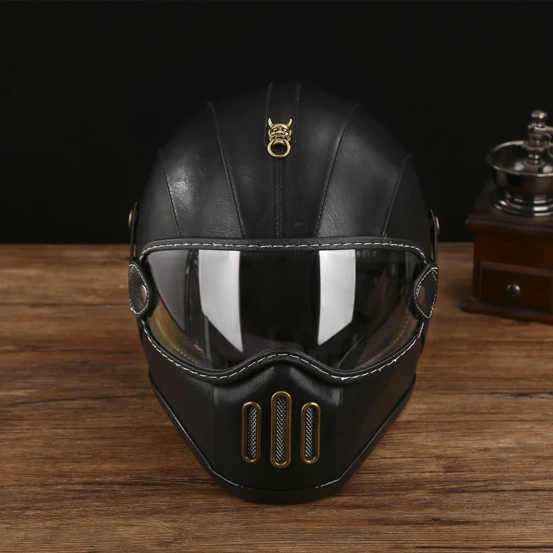 Punk-Retro-Motorcycle-Helmet-PU-Leather-Moto-Racing-Helemt-Motocross ...