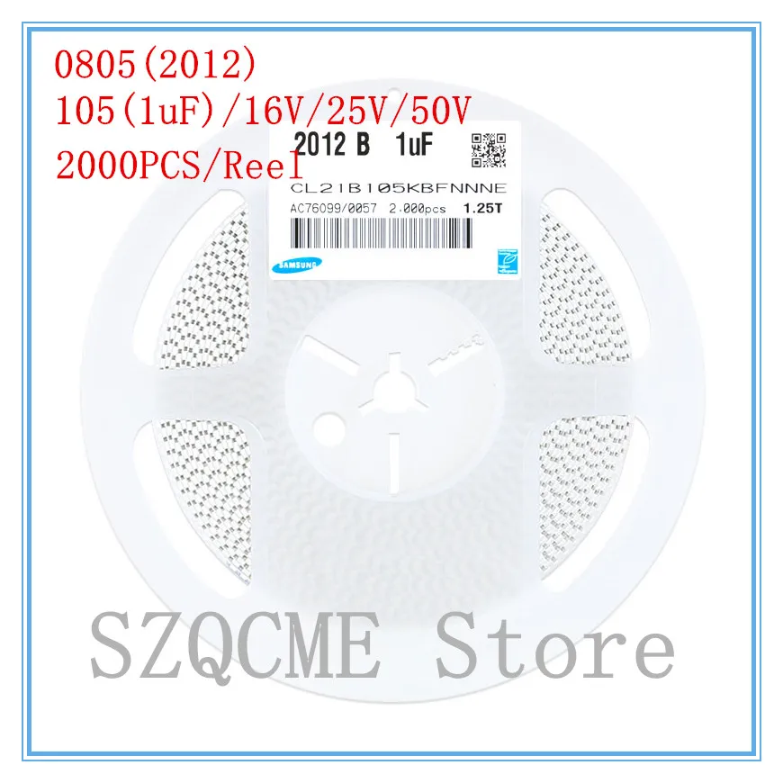 2000PCS-Reel-lot-0805-2012-105-1uF-16V-25V-50V-X7R-Chip-capacitor ...