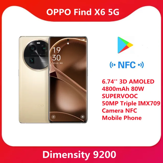 OPPO Find X6 5G Smartphone Dimensity 9200 6.74” 3D AMOLED 4800mAh 80W SUPERVOOC 50MP Triple ...