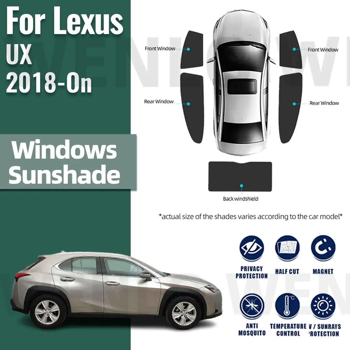 For Lexus UX 2019-2022 2023 2024 Side Window Sun Shade Visor Magnetic ...