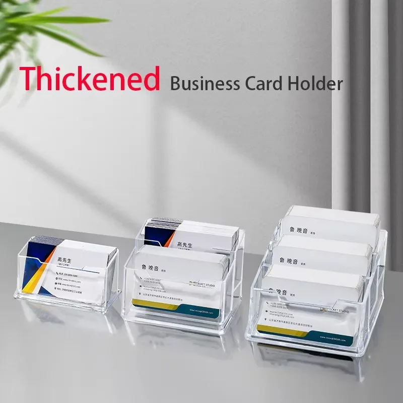 3 Tier Acrylic Card Holder Clear Business Stand Desk Display for Office ...