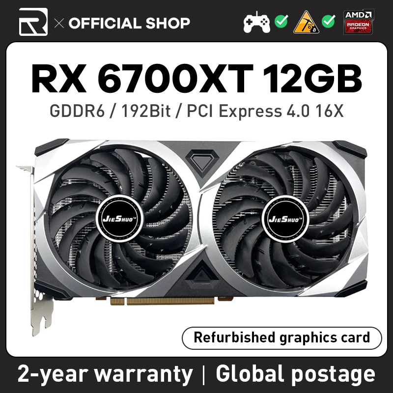 JIEHSUO-AMD-Radeon-RX-6700XT-Gaming-Graphics-Card-12gb-GDDR6-256Bit-7nm ...