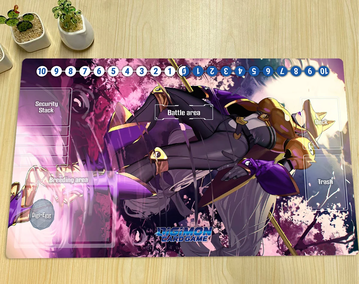 Sakuyamon Mat Digimon Playmat DTCG TCG CCG 보드 게임 트레이딩 카드 게임 매트, 애니메이션 마우스 패드 데스크 매트 게임 액세서리 무료 ...