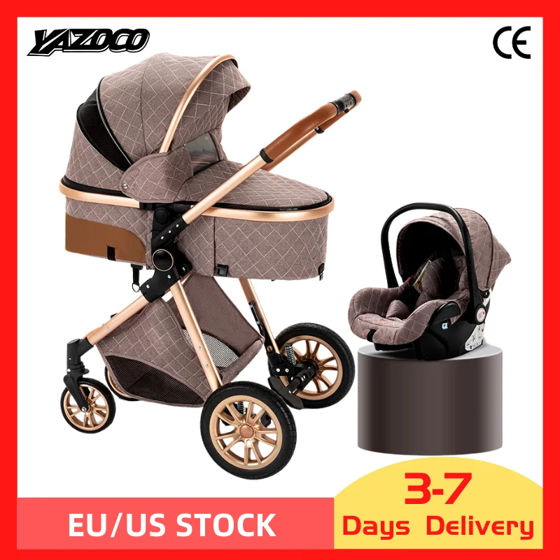 Multi-functional 3 In 1 Baby Stroller High Landscape Can Sit Reclining ...