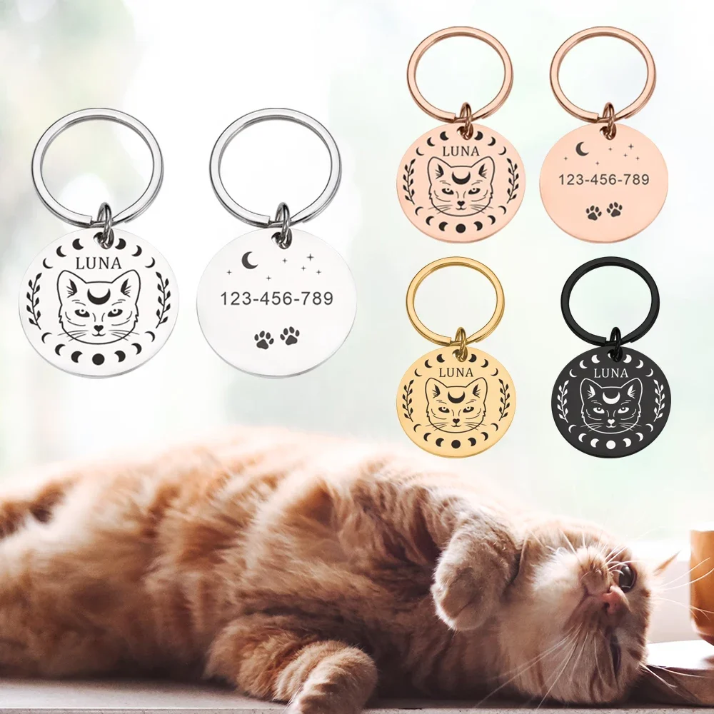 Personalized-Pet-ID-Tag-Custom-Pet-Name-Moon-Cat-Planet-Tags-Butterfly ...