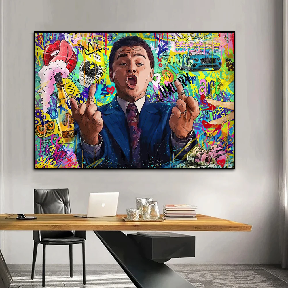 Classic-Movie-The-Wolf-Of-Wall-Street-Financial-Genius-Graffiti-Art ...