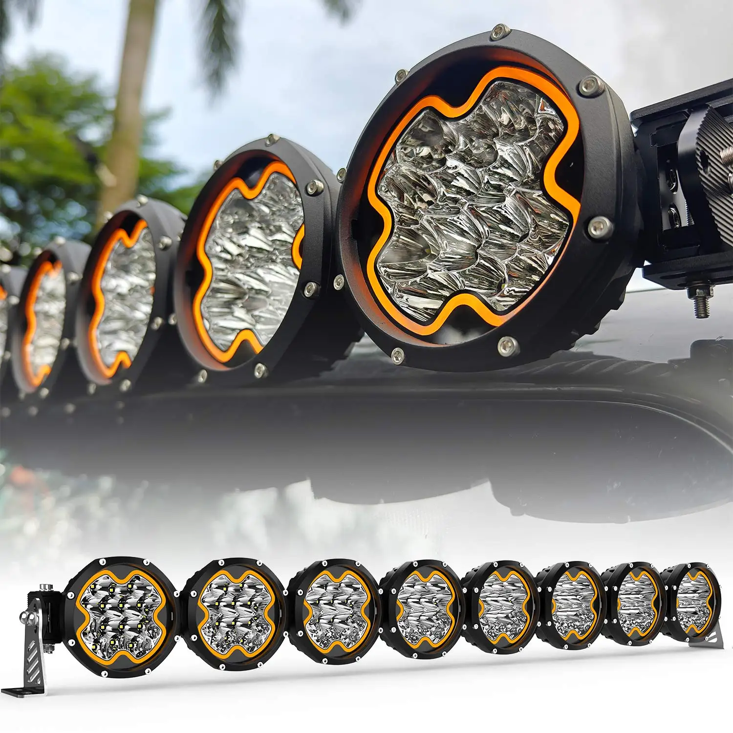 YBYZ 42" Linkable Sport LED Roof Pods Light Bar Kit 292W 4x4 Offroad ...