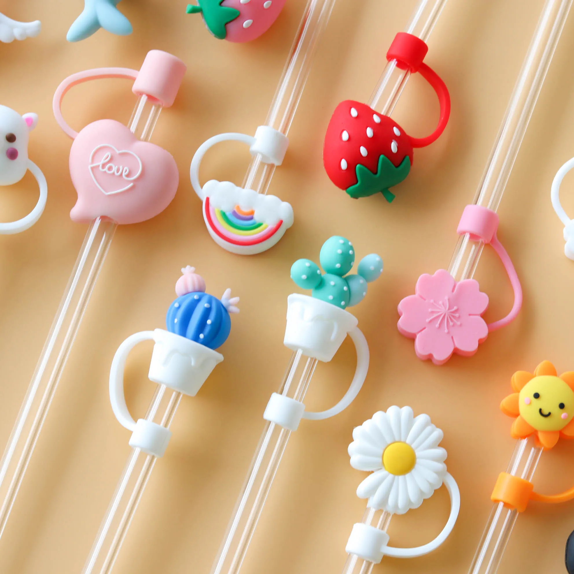 Creative Cartoon Straw Cap, Can be Reused with Straw Stopper, Dust ...