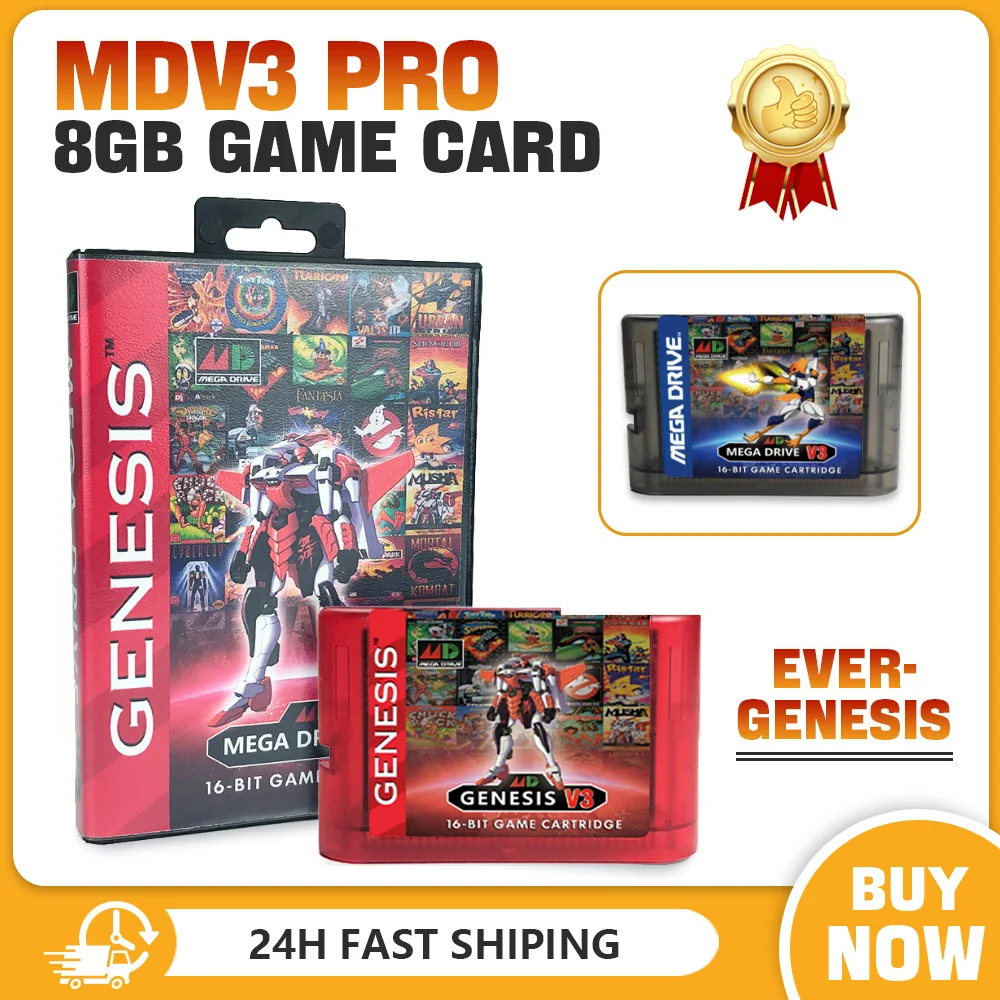 3000 in 1 Mega Genesis V3 Pro Cartridge With 8GB TF Card EDMD Game Card ...