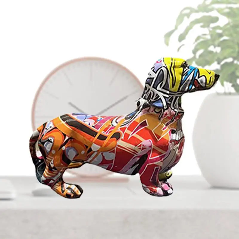 Graffiti Dachshund Statue Creative Dog Figurine Graffiti Dachshund Dog ...