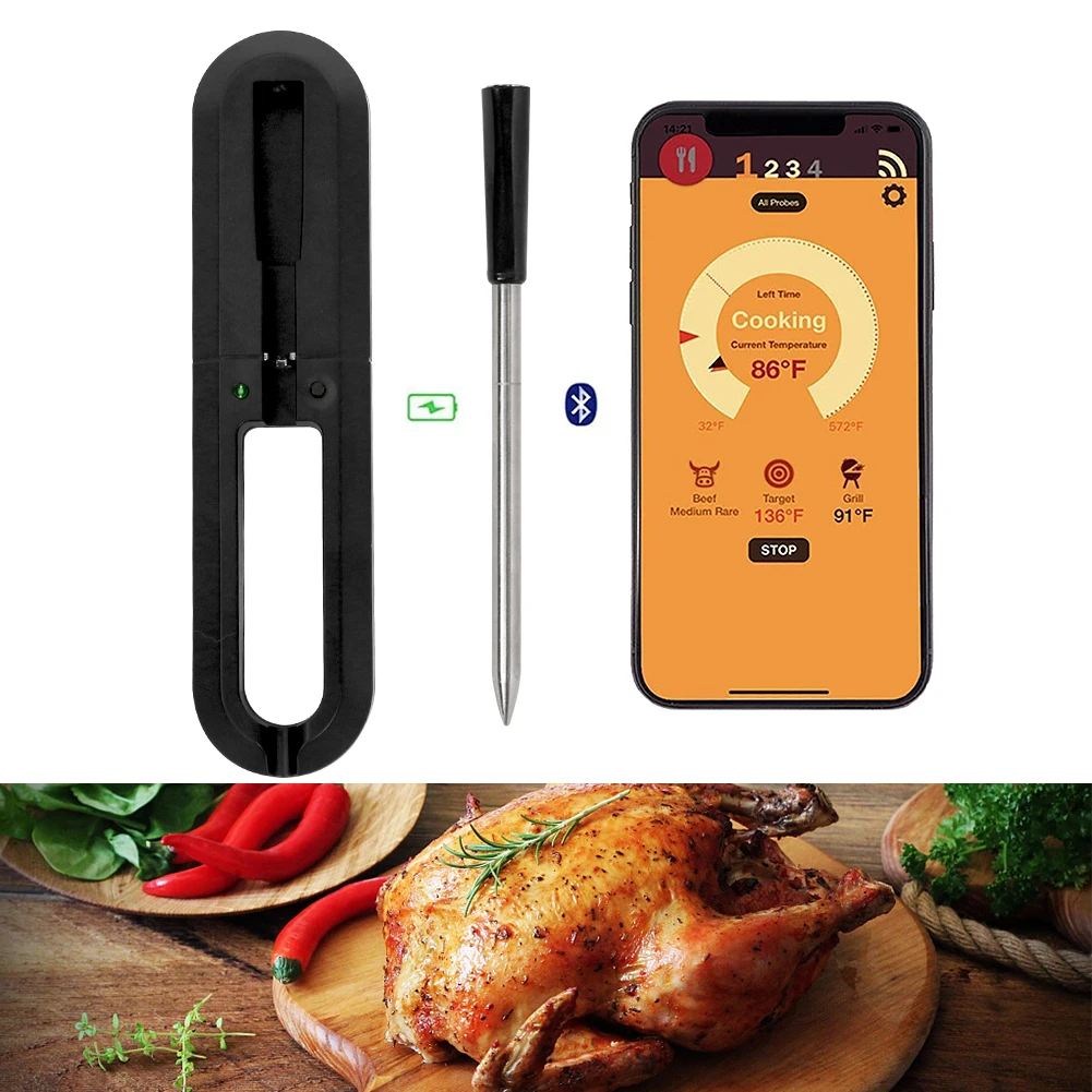 Meat-Food-Steak-Thermometer-Dual-Sensors-Wireless-BBQ-Oven-Grill-Smart ...