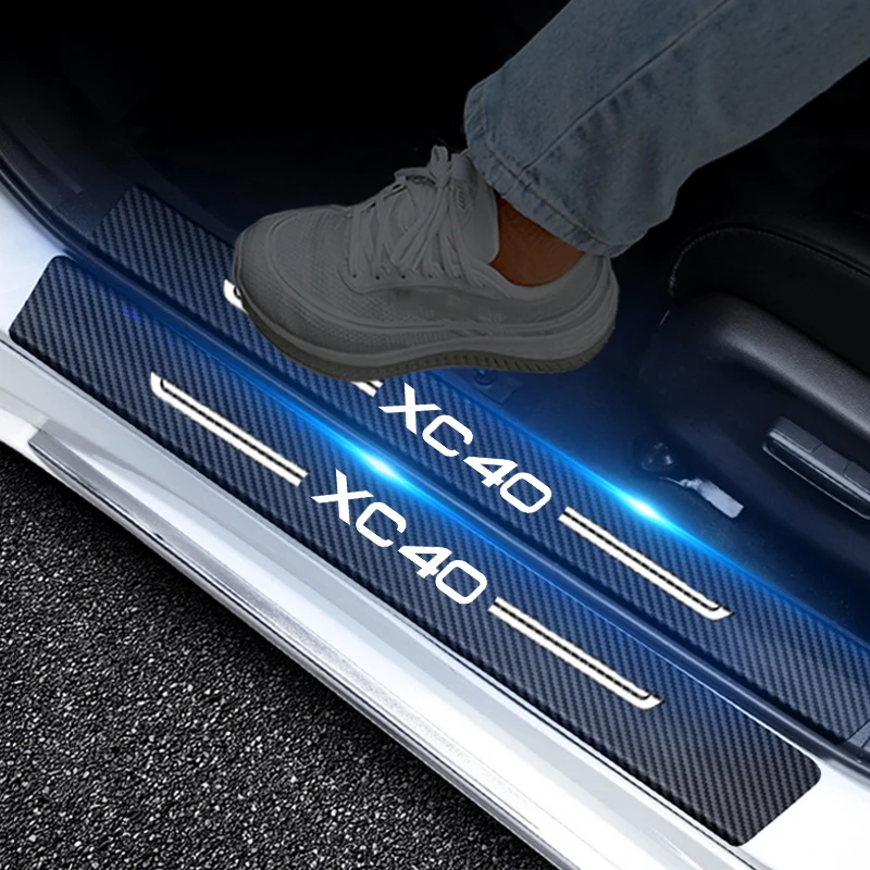 Carbon Fiber Car Door Sill Anit Kick Film Trunk Guard Protective Decals ...