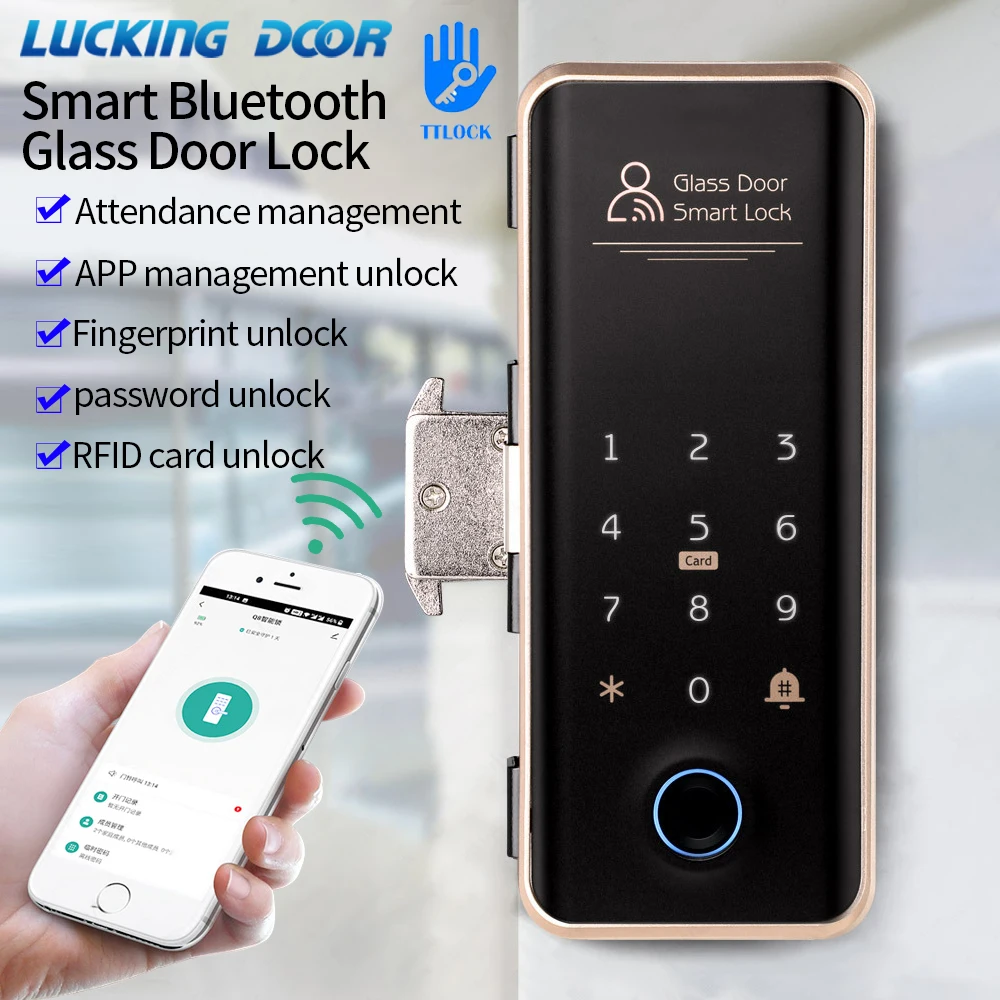 Bluetooth TTLOCK Smart Lock For Glass Door Wooden Door Sliding Door ...