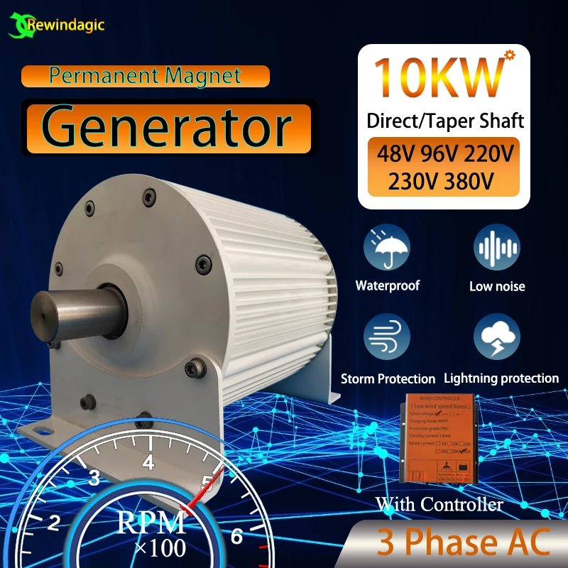 10KW-500RPM-Low-PRM-Rare-Earth-Permanent-Magnet-Generator-10000W-48V ...