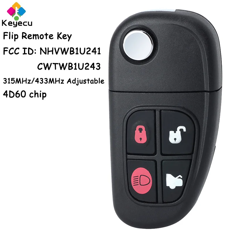 KEYECU-Flip-Folding-Remote-Car-Key-With-4-Buttons-4D60-Chip-for-Jaguar ...