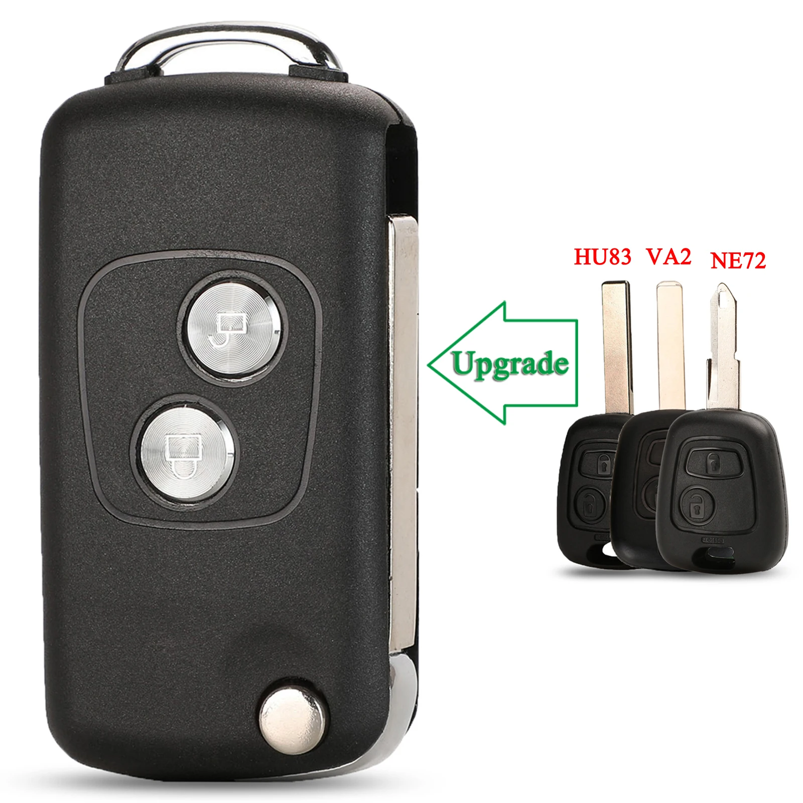 jingyuqin-2-Buttons-Flip-Car-Remote-key-Case-Shell-For-Peugeot-206-306 ...