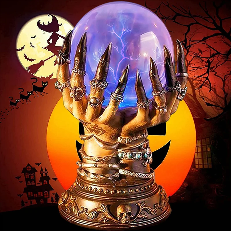 Halloween Glowing Crystal Ball Creative Witch hands Deluxe Celestial ...