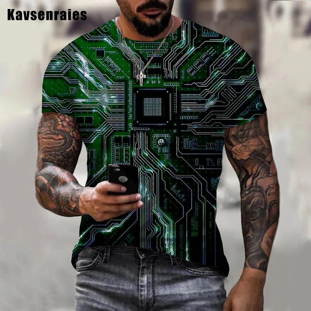 2023-Newest-Circuit-Board-Pattern-3D-Printed-Men-s-T-shirt-Creative ...