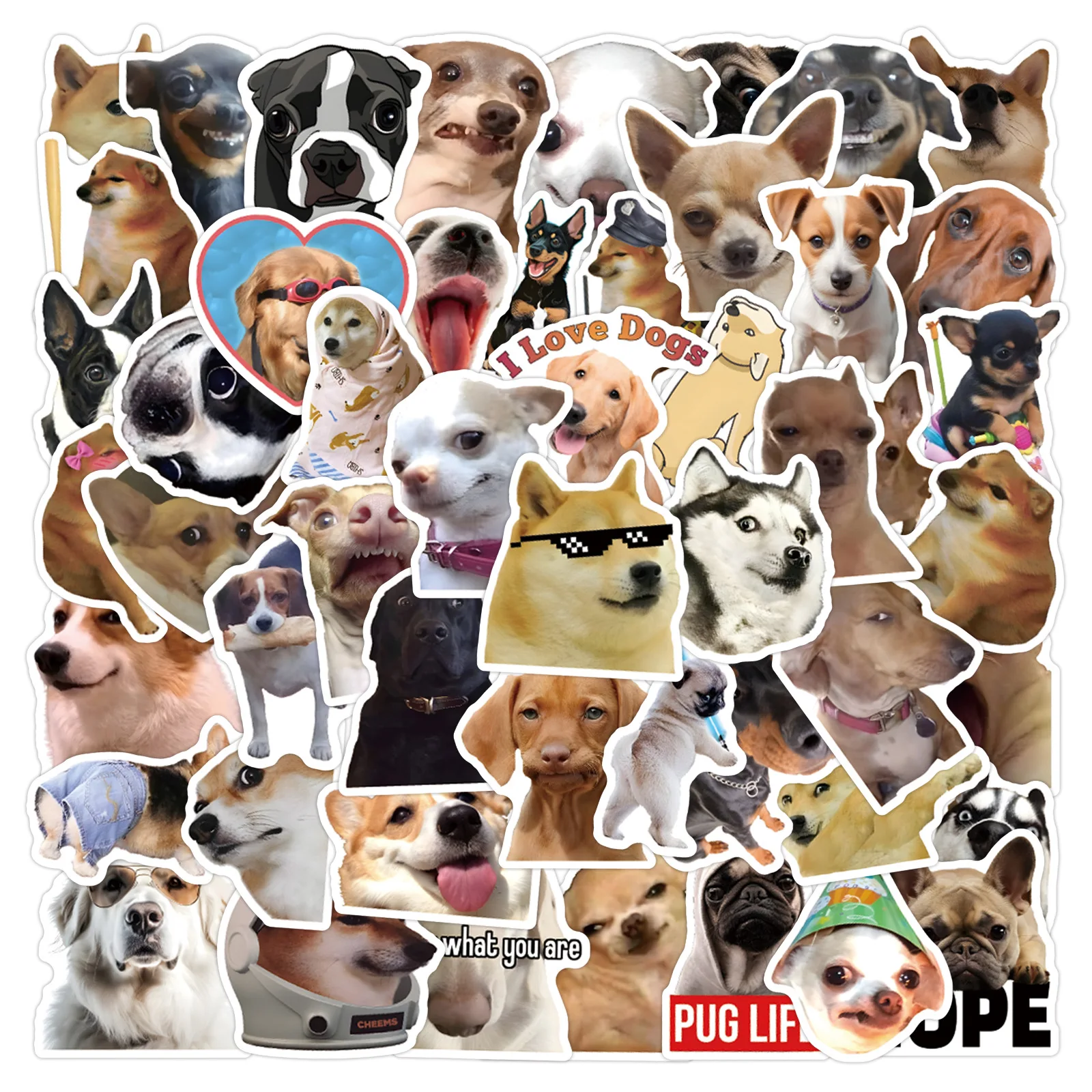 55Pcs Funny Dog Graffiti Stickers DIY Suitcase Scrapbooking Phone ...