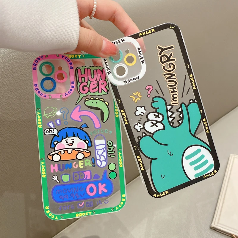 Cartoon Animal Graffiti Phone Case For Iphone 13 Pro Max 11 12 Pro X Xs ...