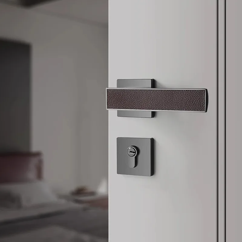 Light-luxury-door-lock-indoor-bedroom-lock-silent-modern-solid-gray ...