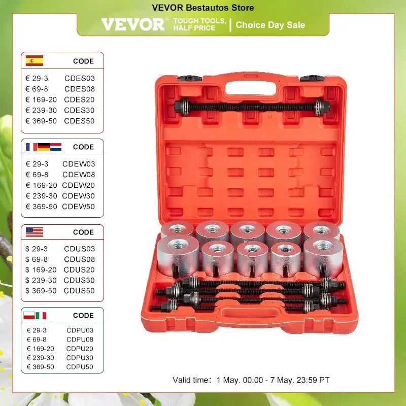 VEVOR-27pcs-Universal-Press-and-Pull-Sleeve-Kit-Car-Master-Bush-Bearing ...