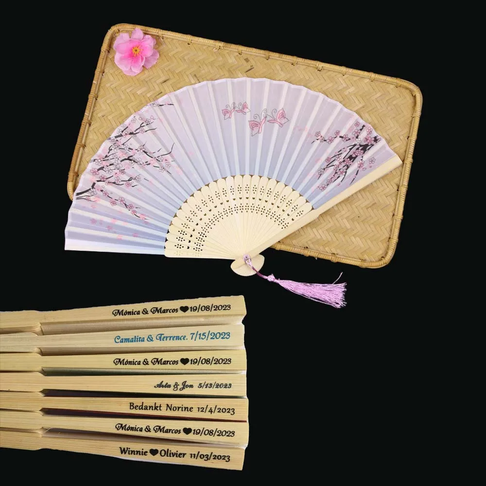 30pcs to 80pcs Custom Comunión Gift Bamboo Cloth Hand Pocket Fan with ...