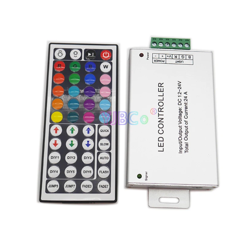 RGB LED 스트립 컨트롤러, 조광기 스위치, 44 키 IR 무선 리모컨, RGB SMD 2835 5050 3528 조명 테이프용, DC 12V, 24V, 12A, 24A ...
