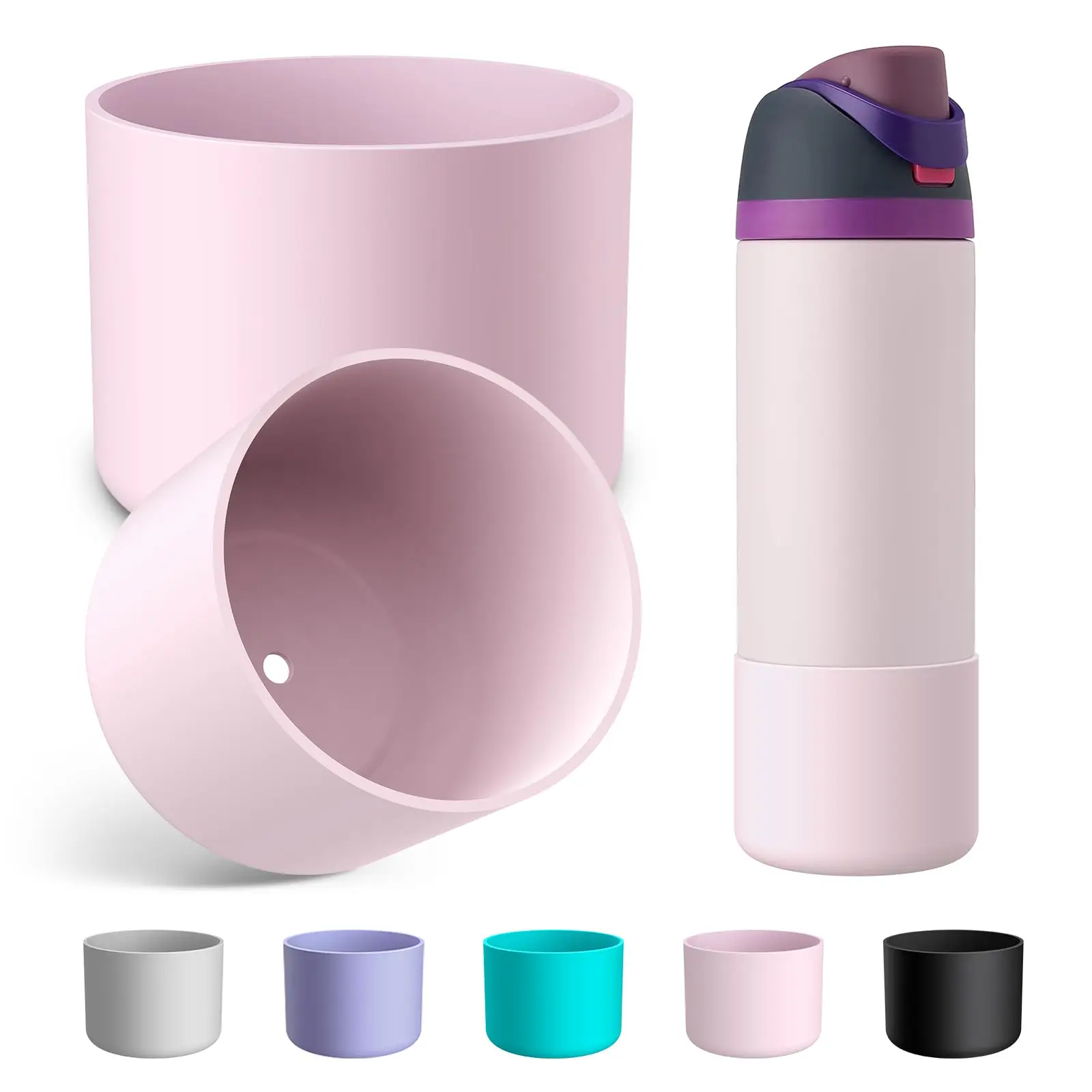 2PCS Silicone Water Bottle Boot for Owala 24oz 32oz 40oz, Anti-Slip ...