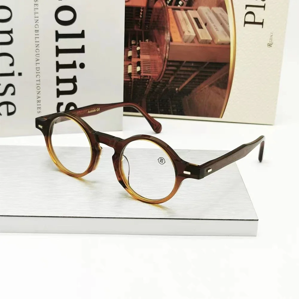 Retro-Gradient-Eyeglass-frame-for-Men-High-quality-Acetate-Round ...