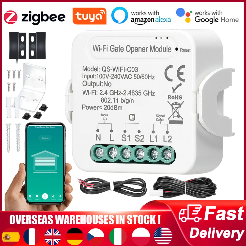 Tuya-ZigBee-WiFi-Garage-Door-Opener-Smart-Gate-Controller-APP-Remote ...