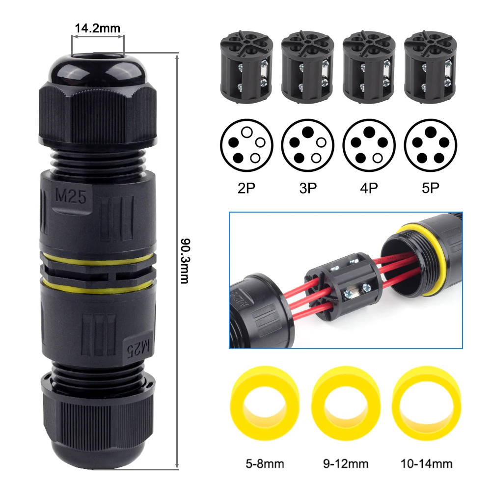 IP68-M25-Cable-Connector-Outdoor-Waterproof-Junction-Box-Screw ...