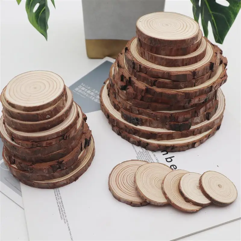 3-12cm-Thick-Natural-Pine-Round-Unfinished-Wood-Slices-Circles-With ...
