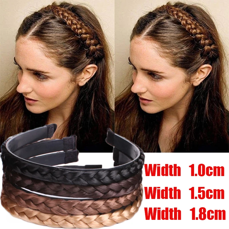 Women-Fashion-Wig-Twist-Braided-Hair-Band-Black-Brown-Braids-Hair ...